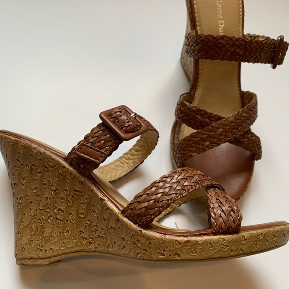 Pierre Dumas | Shoes | Pierre Dumas Brown Woven Wedge Slide Sandals ...